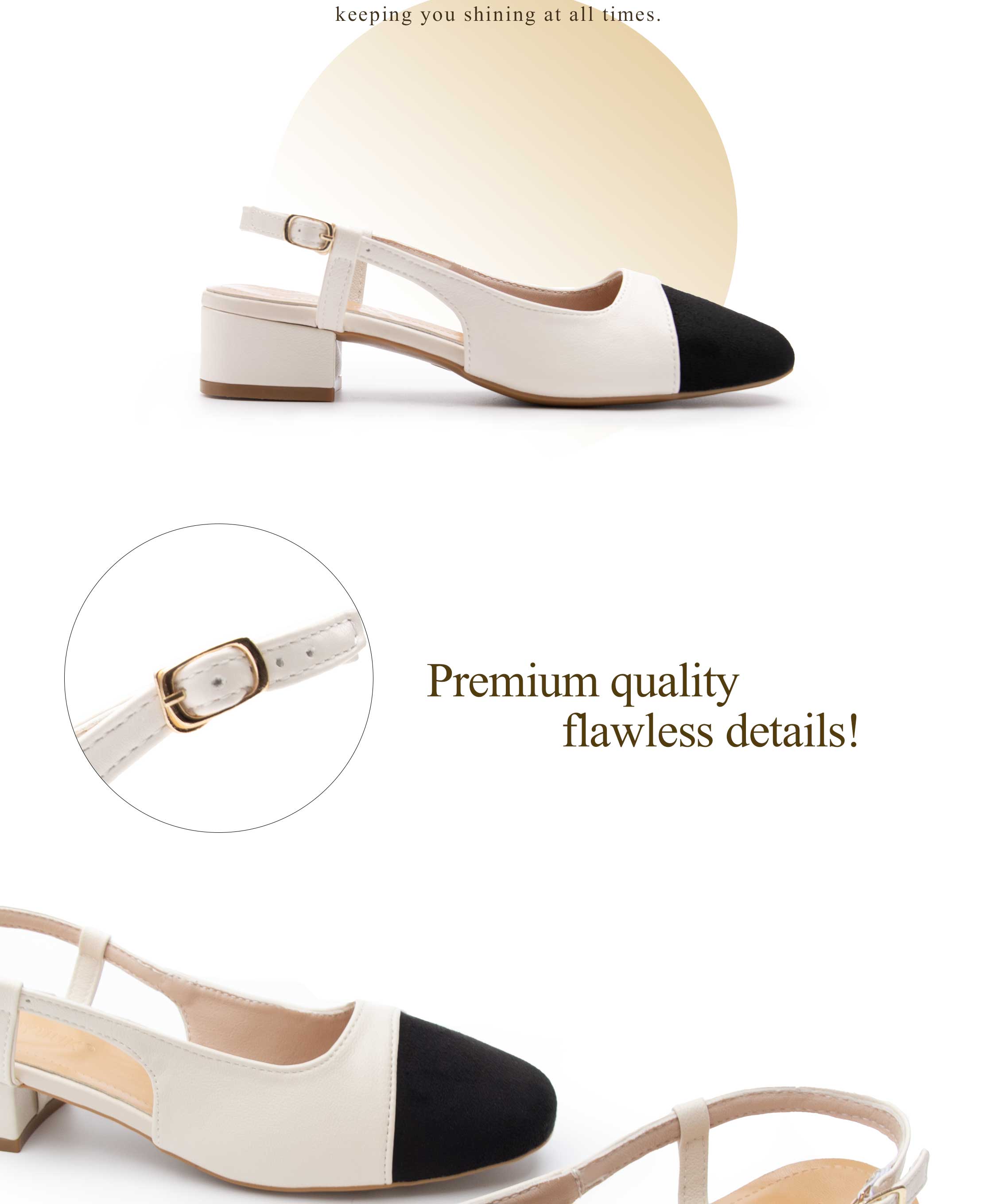 VONICA Beige Back Empty Sandals for Women with Block Heels | Shopee ...