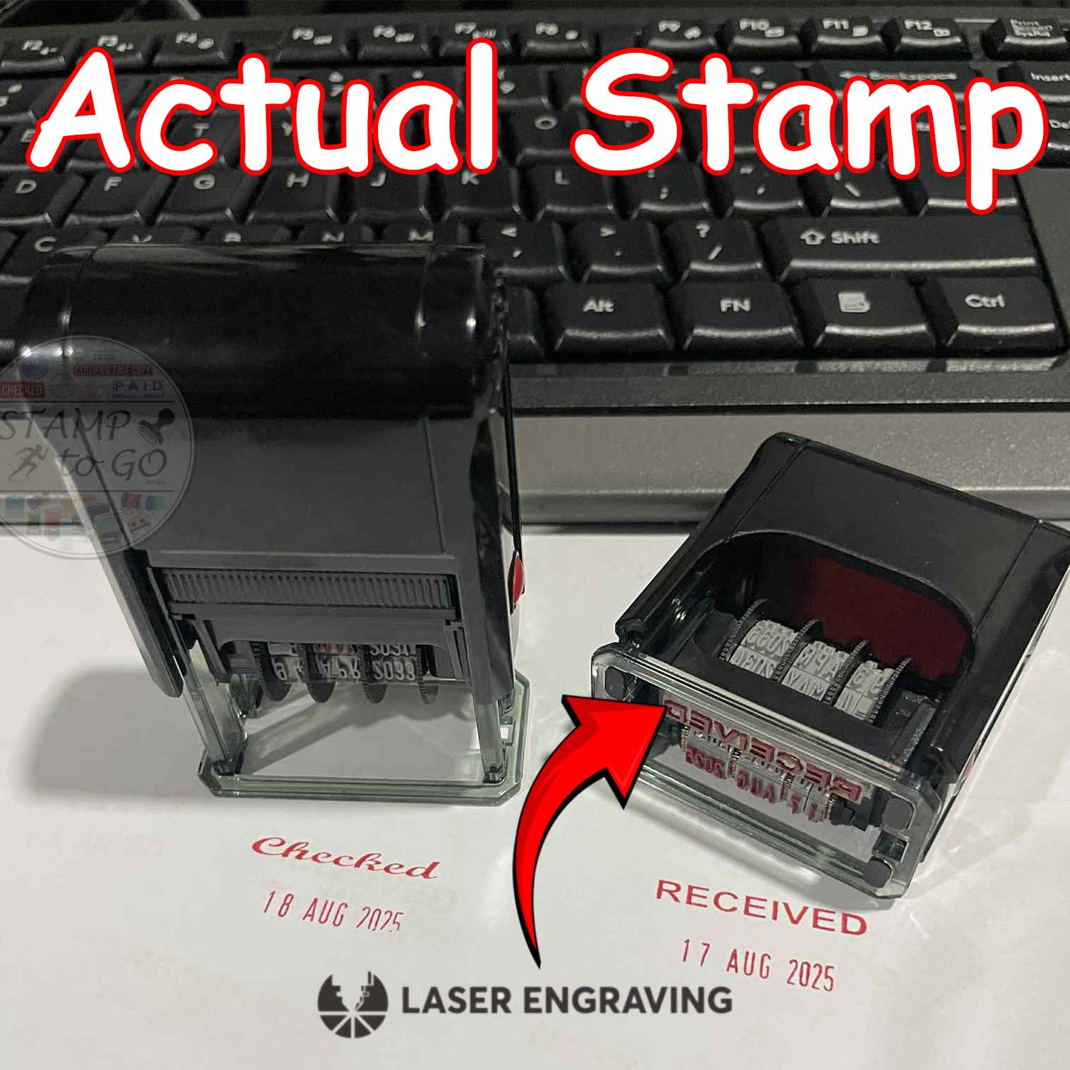 Personalized Date Stamp Self-inking with Custom Text in Laser Engraving ...