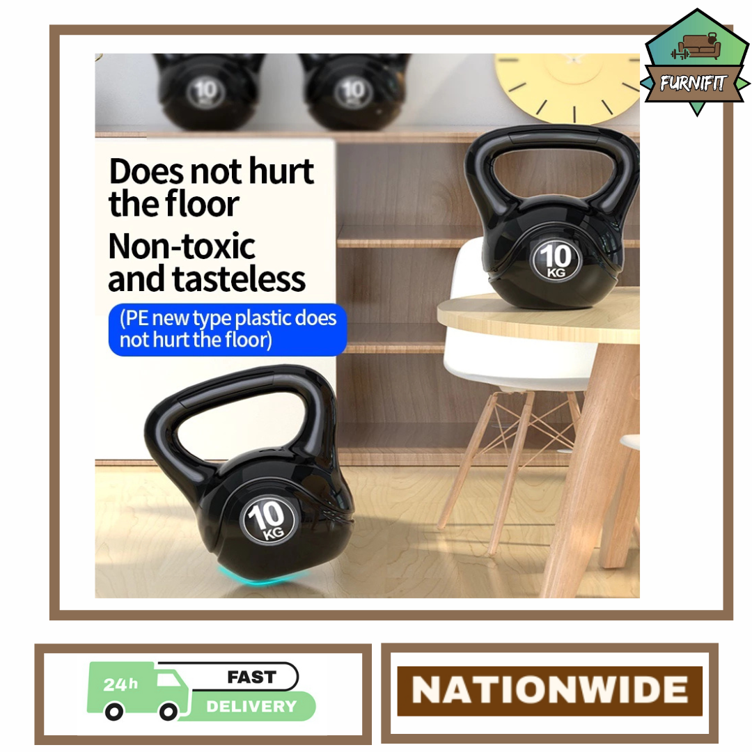 Kettlebell / Dumbbell 2/4/6/8/10/12KG Black PVC Kettlebell Home Workout ...