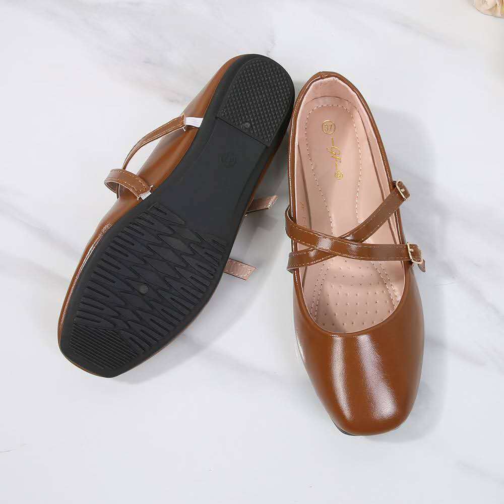 Doll Shoes for Women Elegant Flat Shoes Classy Glossy X Strap Office ...