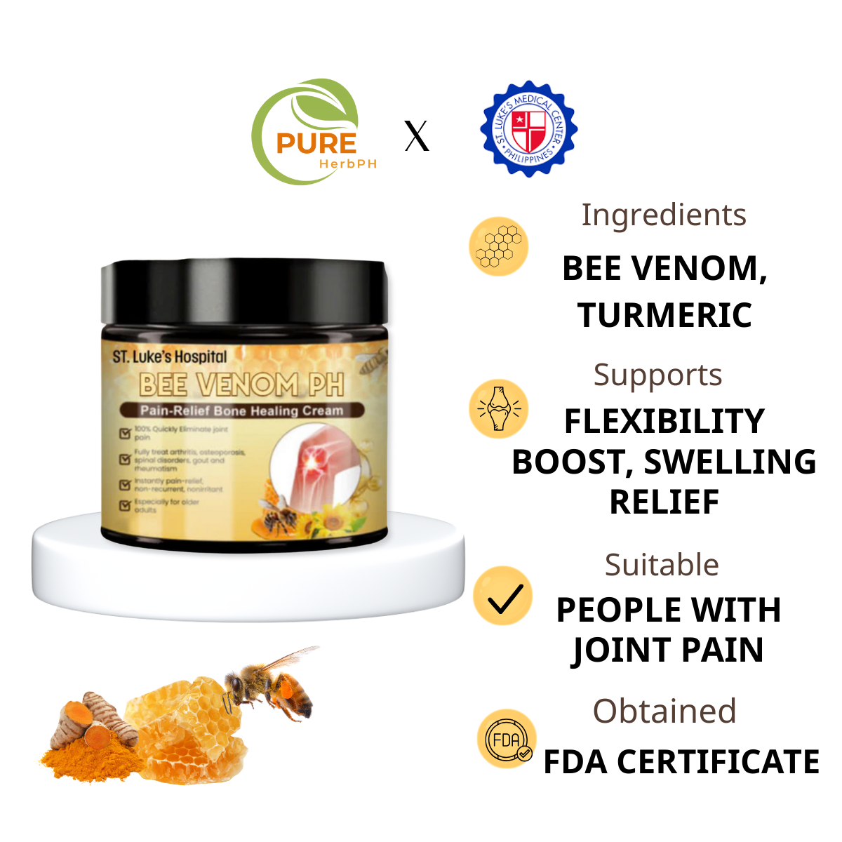 Bee Venom PH Pain Relief Bone Cream 30g, Helps Reduce Swelling ...