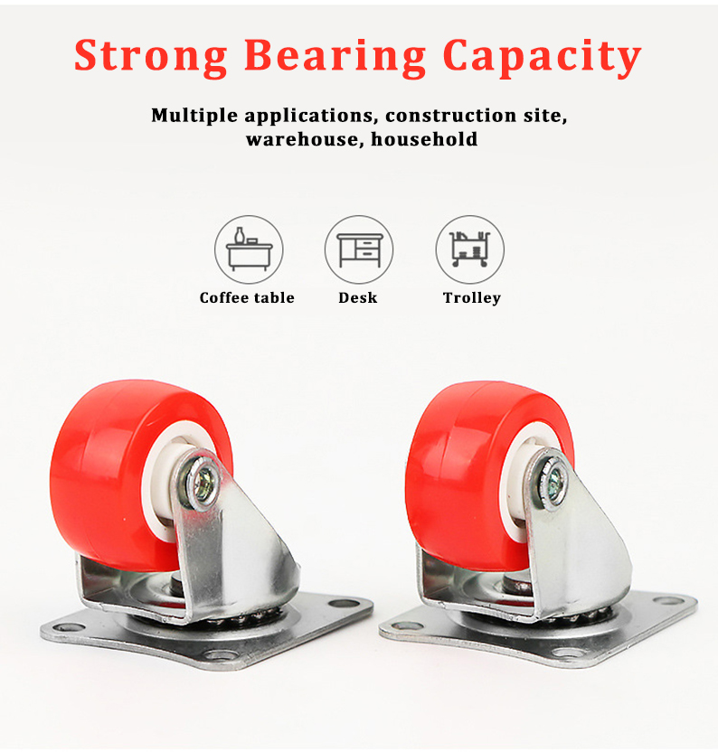 Heavy Duty Red Caster Wheel Swivel, With Brake And Fixed Trolley Wheels ...