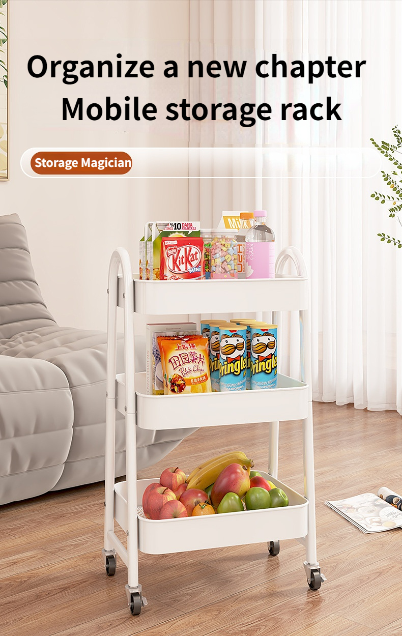 3 Tier Mobile Storage Rack Trolley Organizer With Wheels Plastic ...