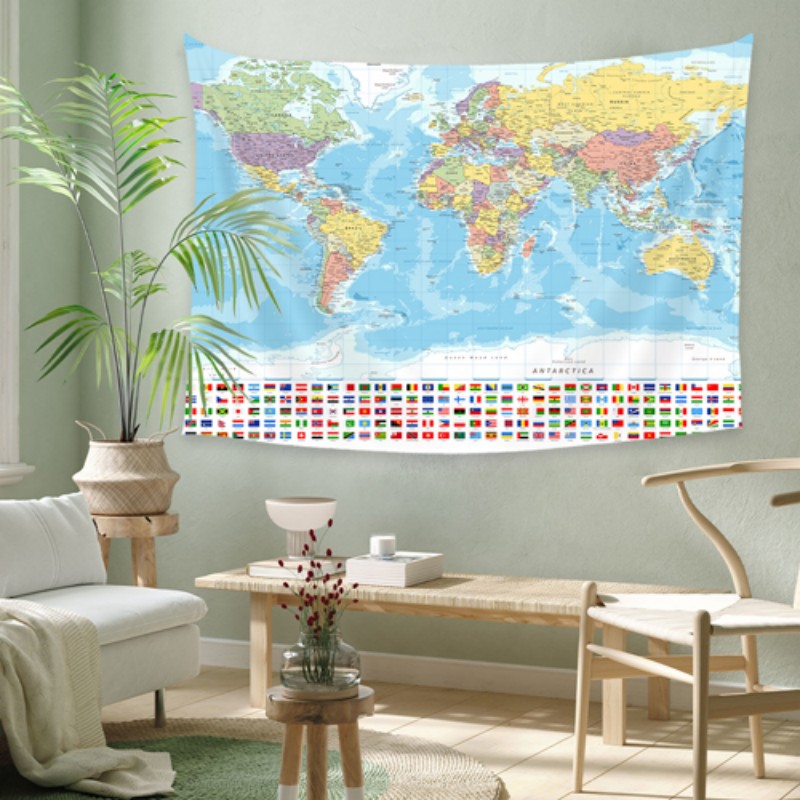 Geographic World Wall Map 59”x39" Wall Hanging Map Cloth for Wall ...
