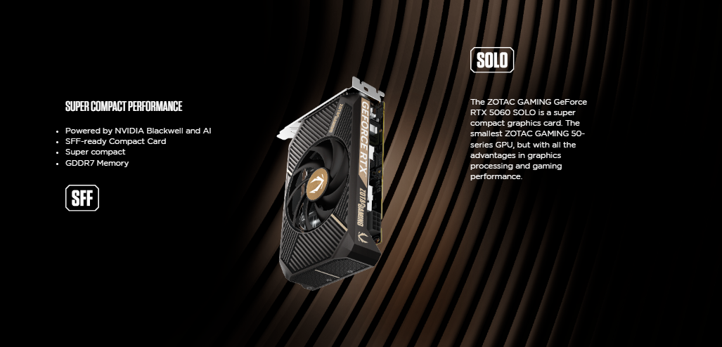 Zotac Gaming GeForce RTX 5060 8GB Solo GDDR7 Graphics Card (ZT-B50600G ...
