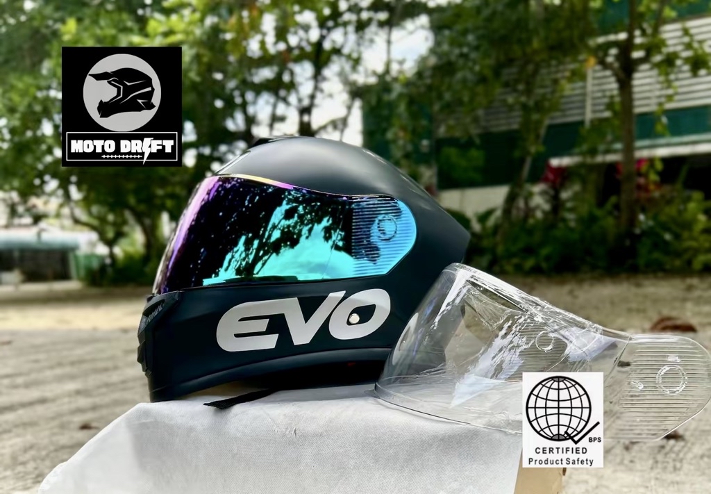 EVO HELMET CUSTOMIZED BRANDNEW DUAL VISOR with ICC STICKER FREE EXTRA ...