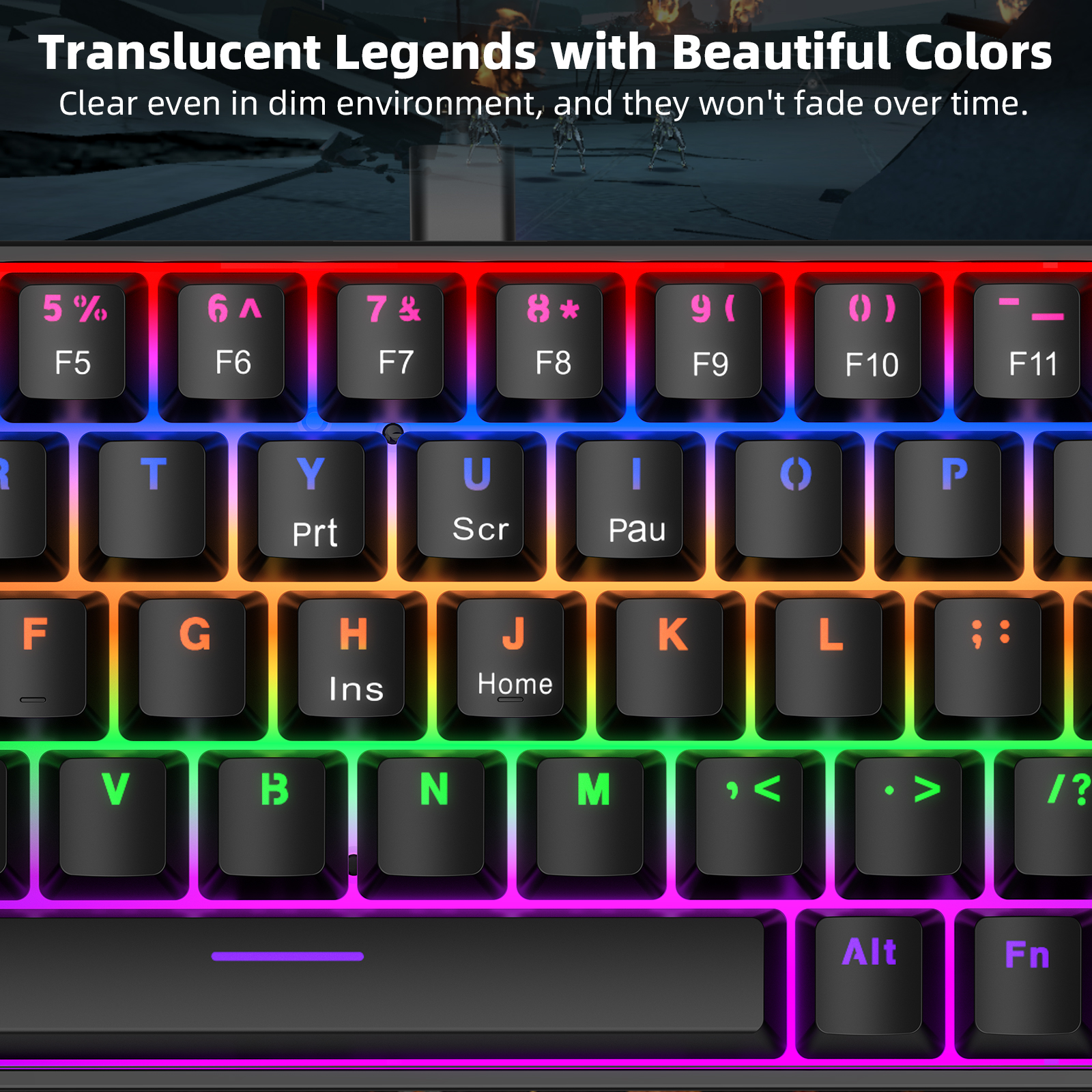 GOOJODOQ Wired Mechanical Keyboard 68 Key Anti-slip for Computer Laptop ...