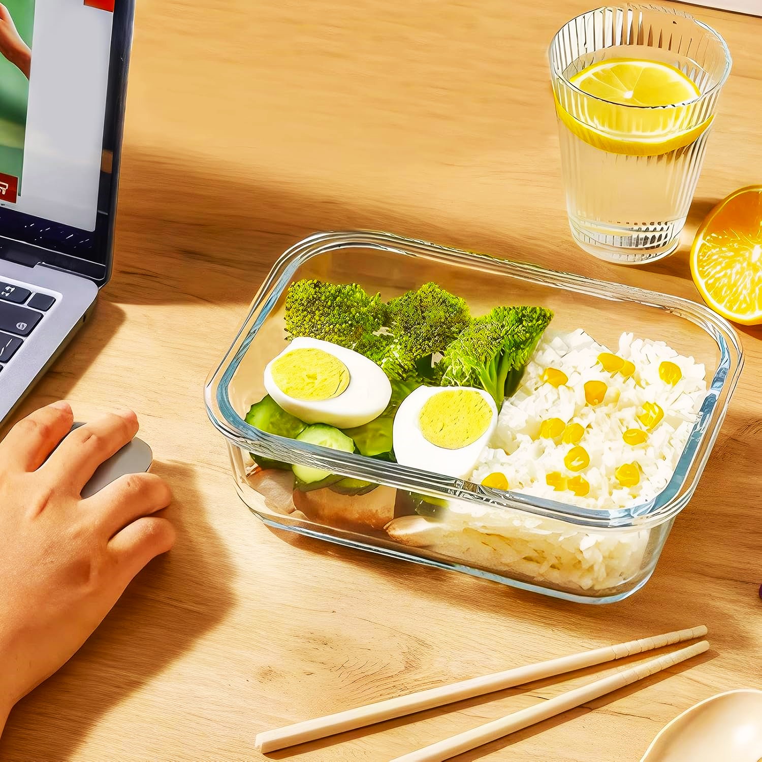 Glass Rectangular Food Container/Food Storage/Lunch Box (640ml, 1000ml ...