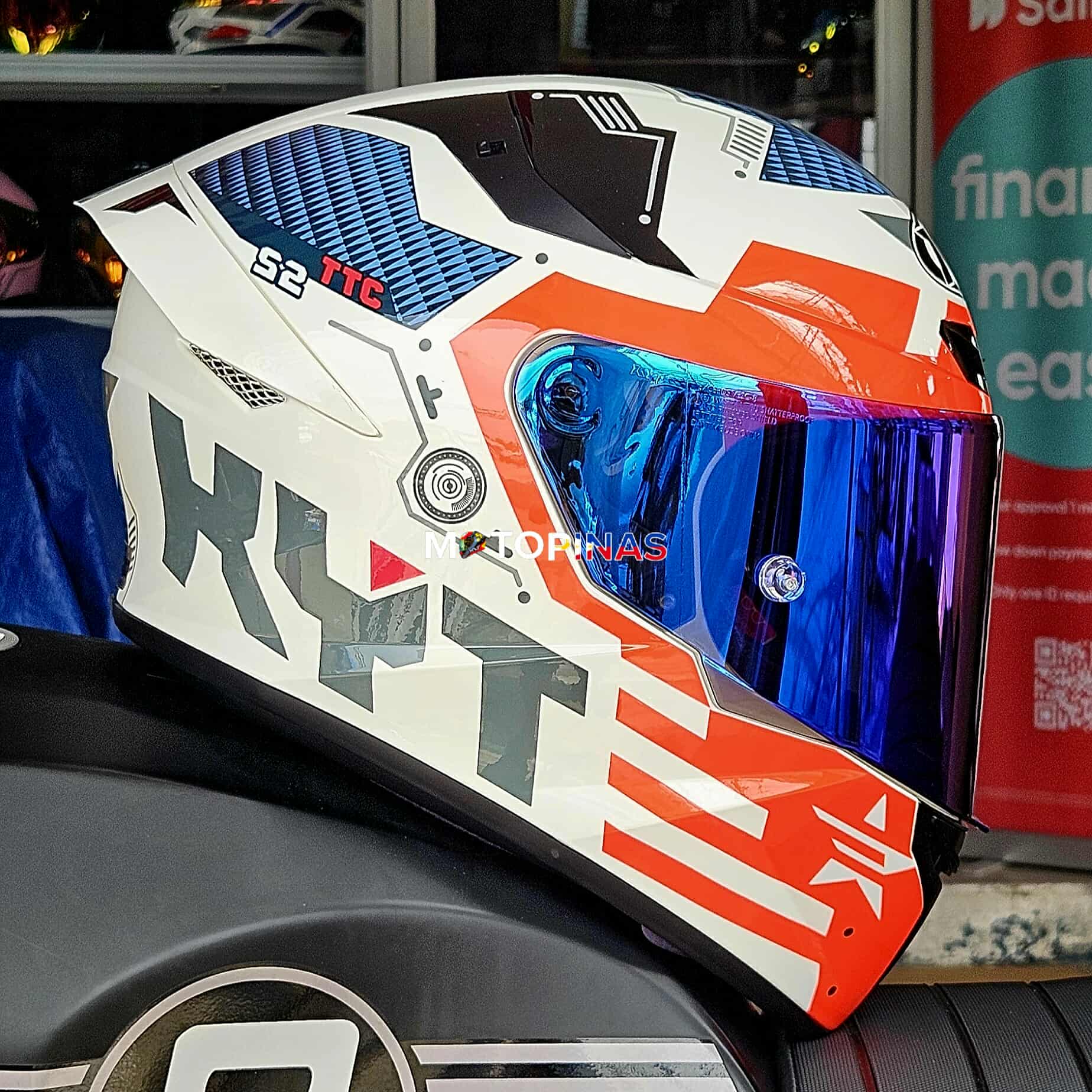 KYT TT-Course Fuselage Red Fullface Helmet Single Visor and Iridium ...