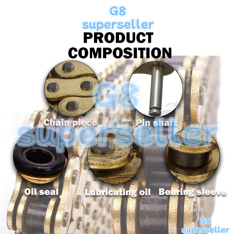 Racing Chain 415/428 KLO-132L O-Ring Oil Seal Golden Chains Motorcycle ...