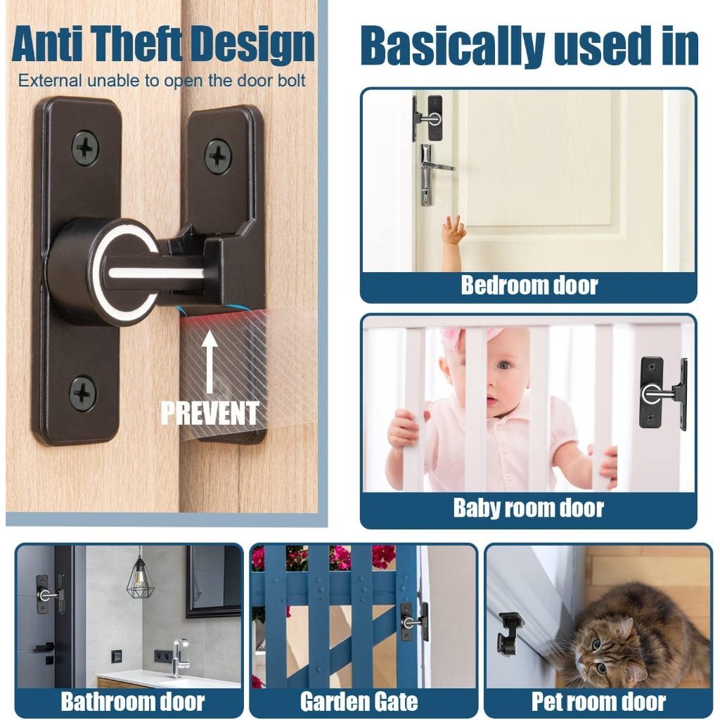 Hoba Luminous Free Punch Door Latch Lock for Sliding Door 90° Sliding ...