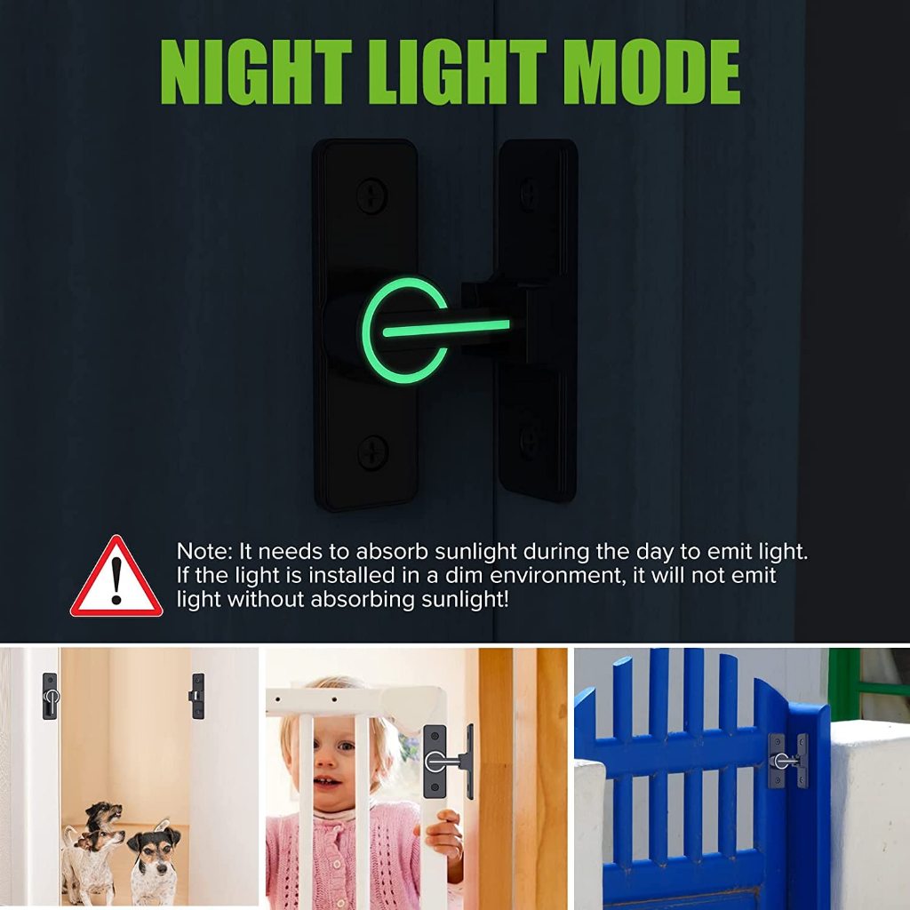 Hoba Luminous Free Punch Door Latch Lock for Sliding Door 90° Sliding ...