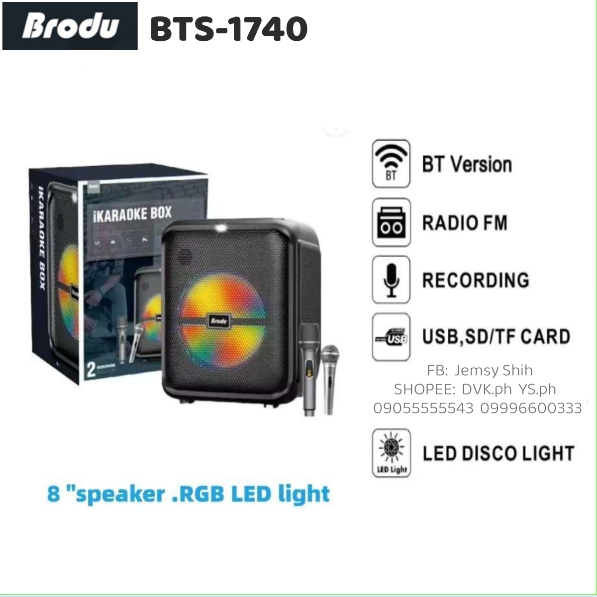 BTS 1740 speaker with mic Bluetooth ikaraoke box party Magic Sound ...