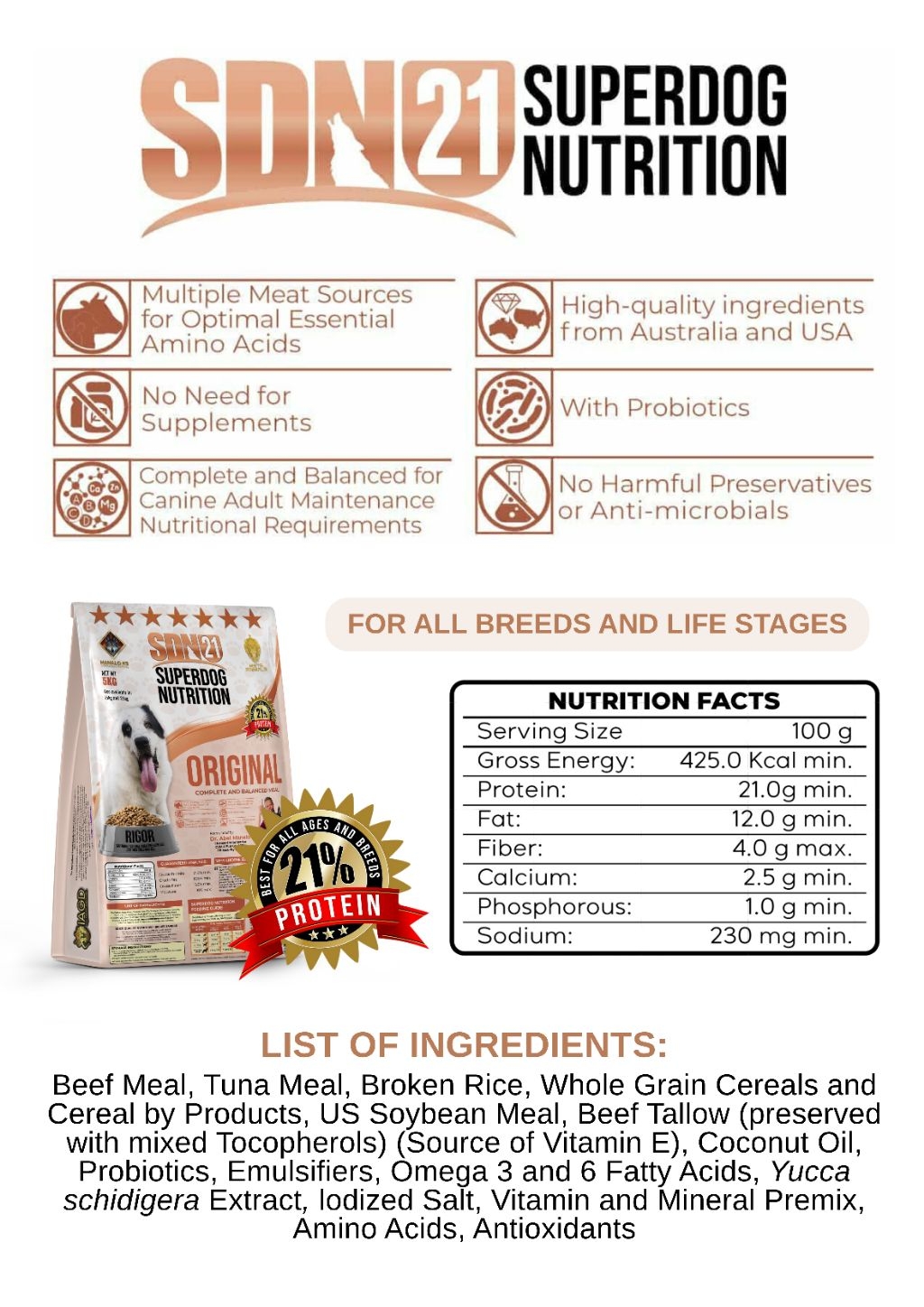 500g 1kg SDN21, SDN28, SDN42 Original, SDN42 Beef - Superdog Nutrition ...