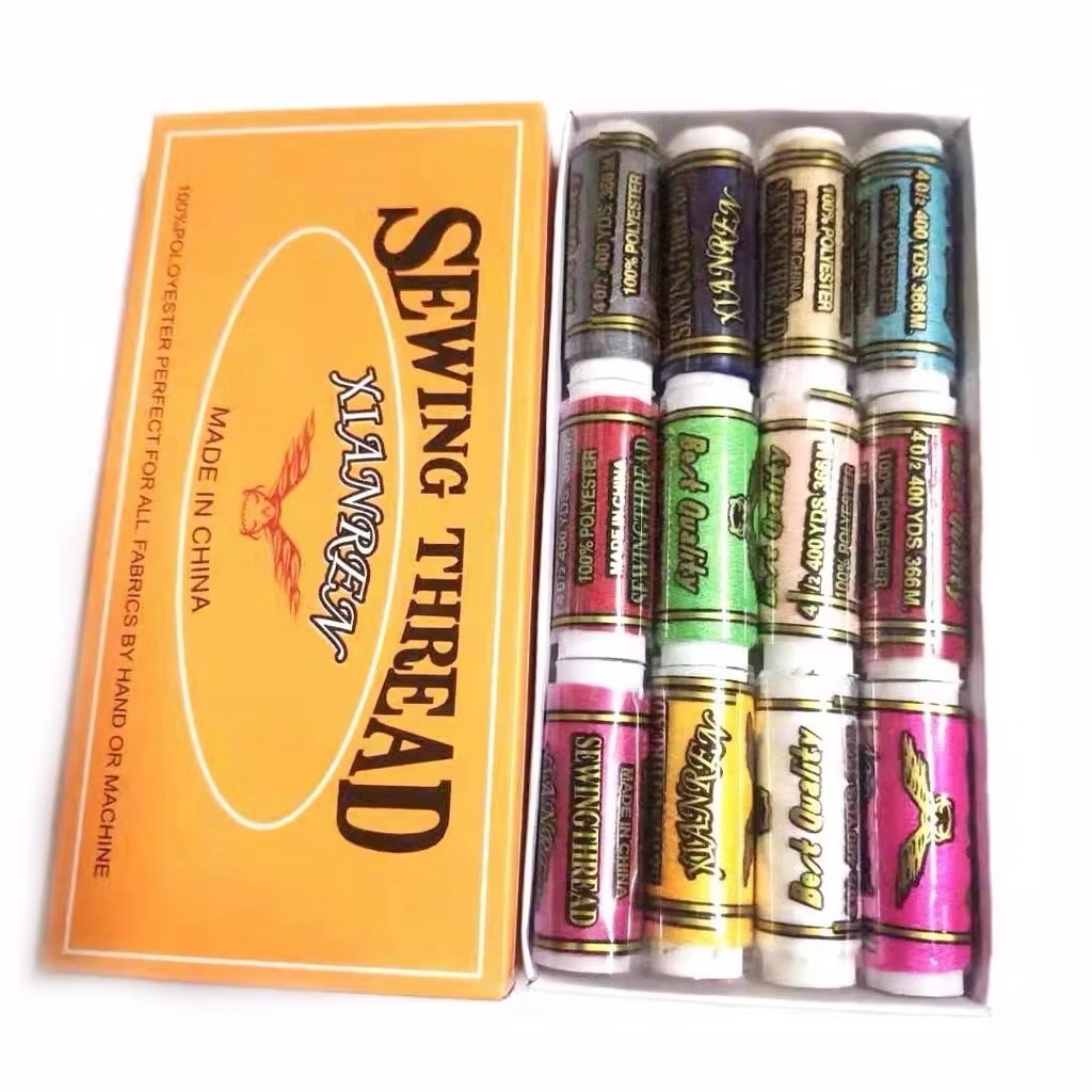 12pcs Dozen Assorted Colors Polyester Sewing thread sinulid for sewing ...