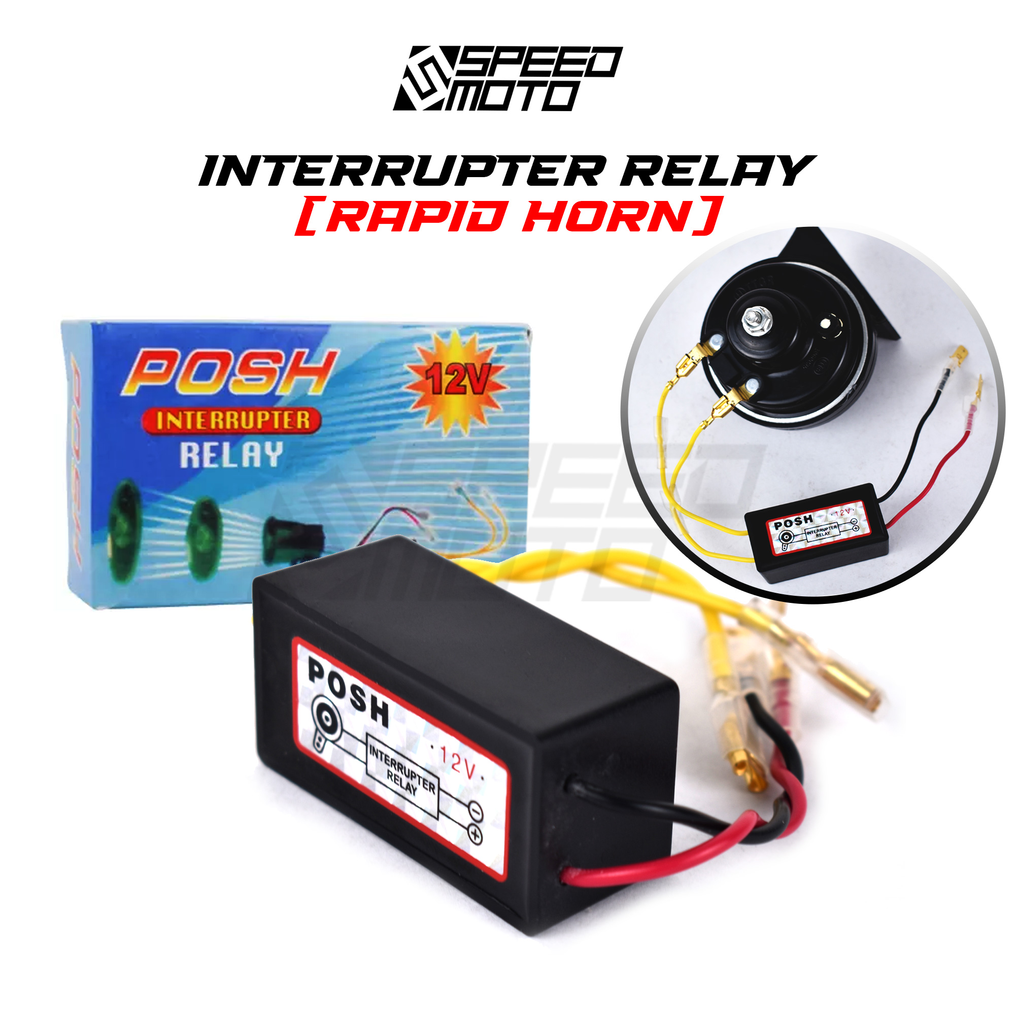 POSH HORN RELAY INTERRUPTER 12V UNIVERSAL HORN RELAY RAPID BACK FIRE ...