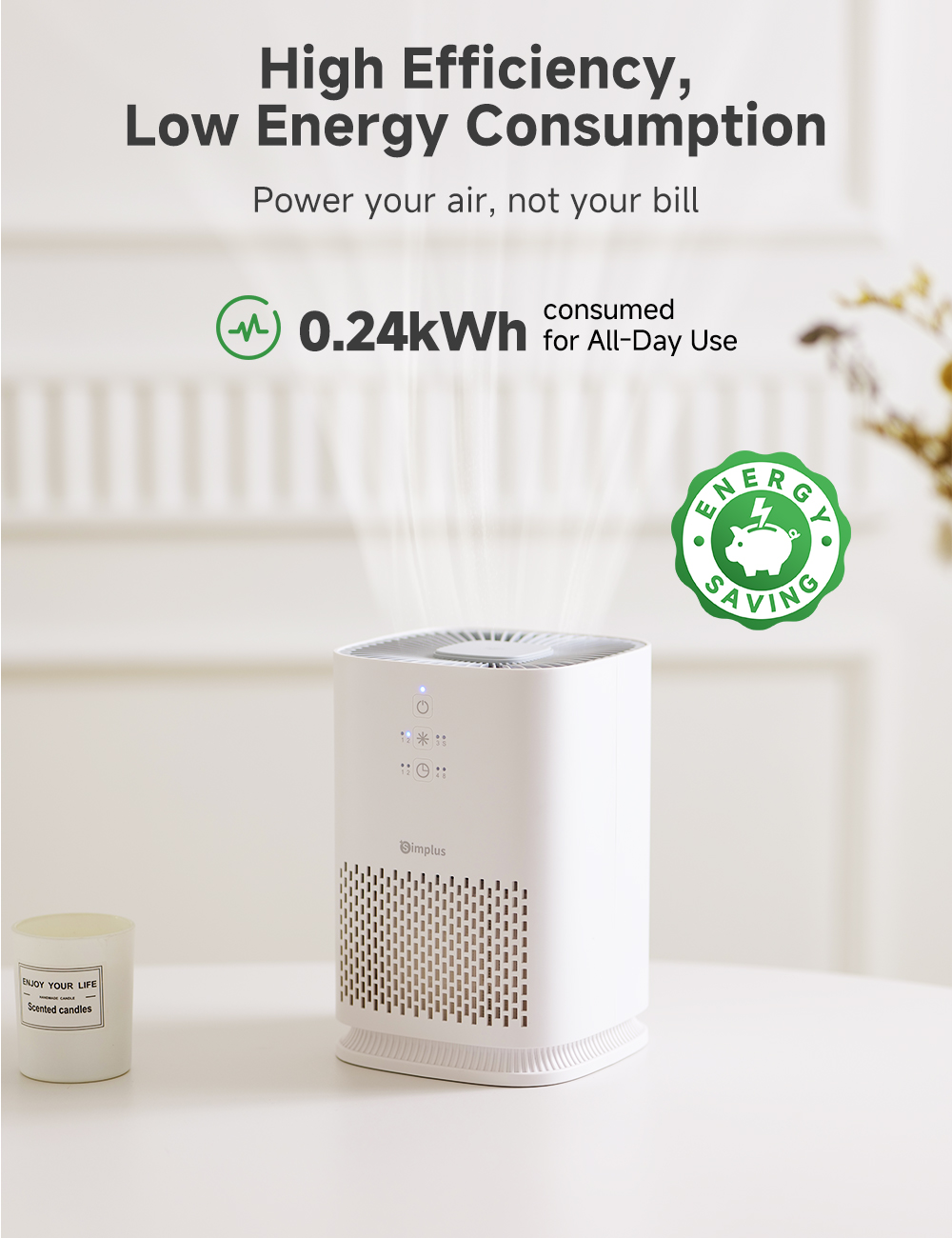 Simplus Air Purifier Mini Compact Desktop Bedroom Use HEPA H11 Filter ...