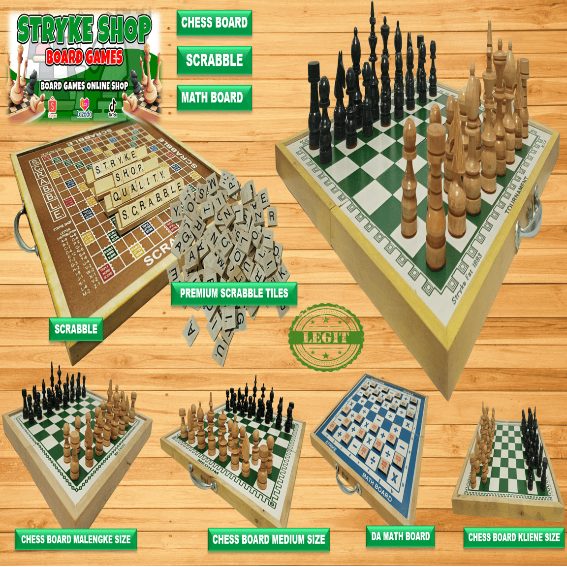 Chess Board Tournament Medium, Kliene, Malengke, Scrabble, Math Board ...