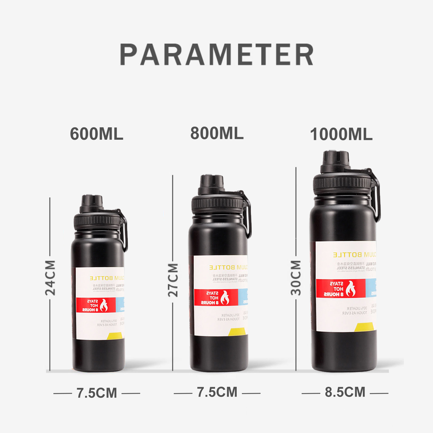 600/800/1L Water Bottle Tumbler Original Hot and Cold 304 Stainless ...