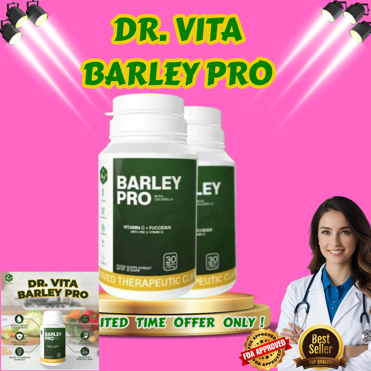FDA Approved Dr Vita Barley Pro with Chlorella Barley Grass Health ...