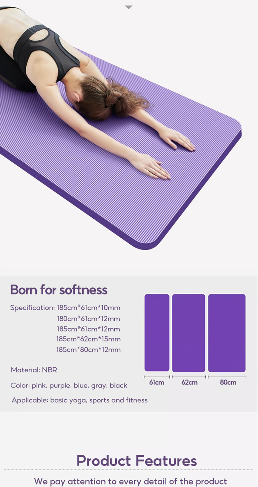 【FREE ROPE】10-12-15-20MM Yoga Mat Non-Slip Exercise Mat Yoga Matt For ...