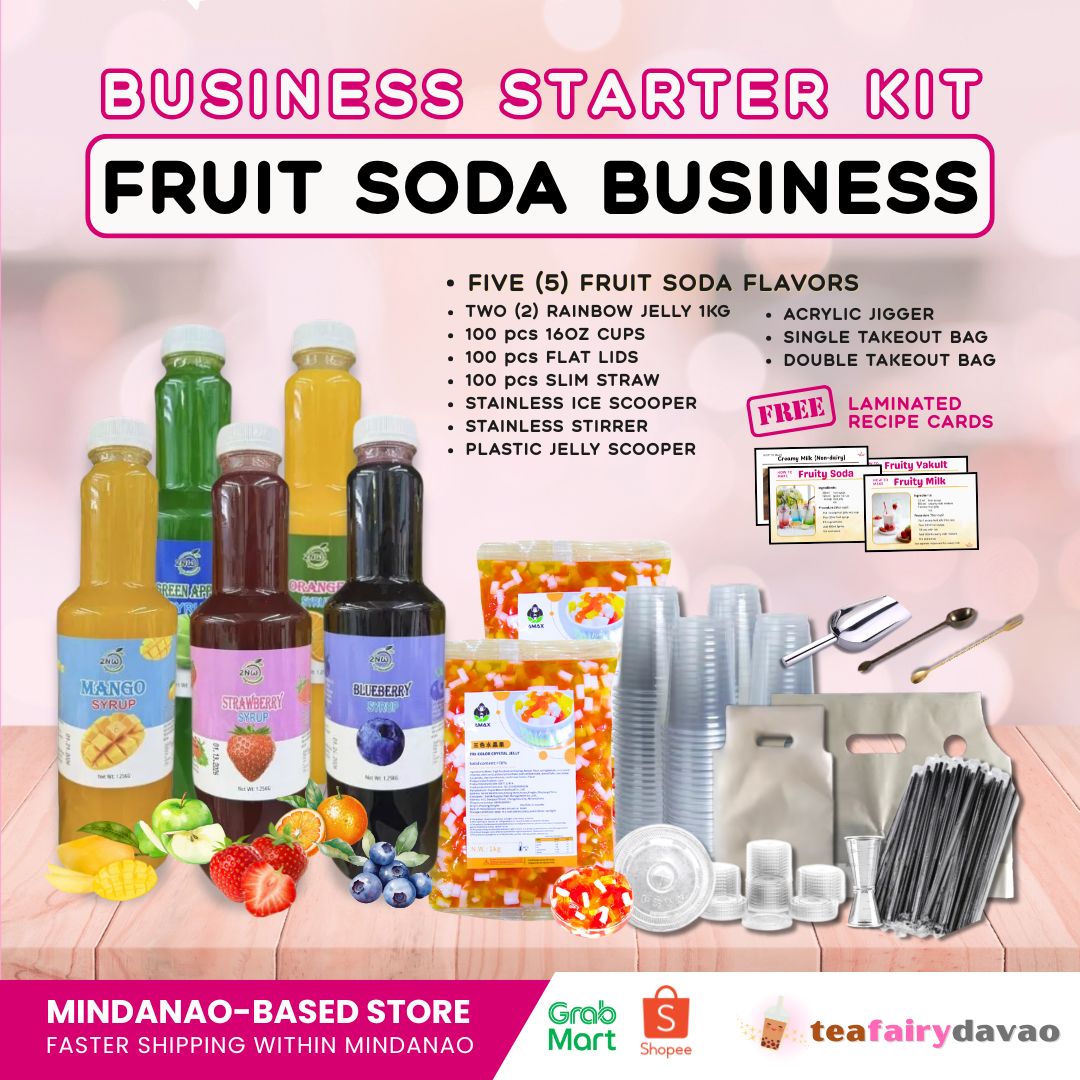 Fruit Soda Business Package Set – 5 Flavors + Cups, Straws, Rainbow or ...