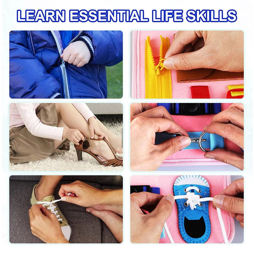Kid Basic Life Skills Toys Montessori Busyboard Sensory Toys Toddlers ...