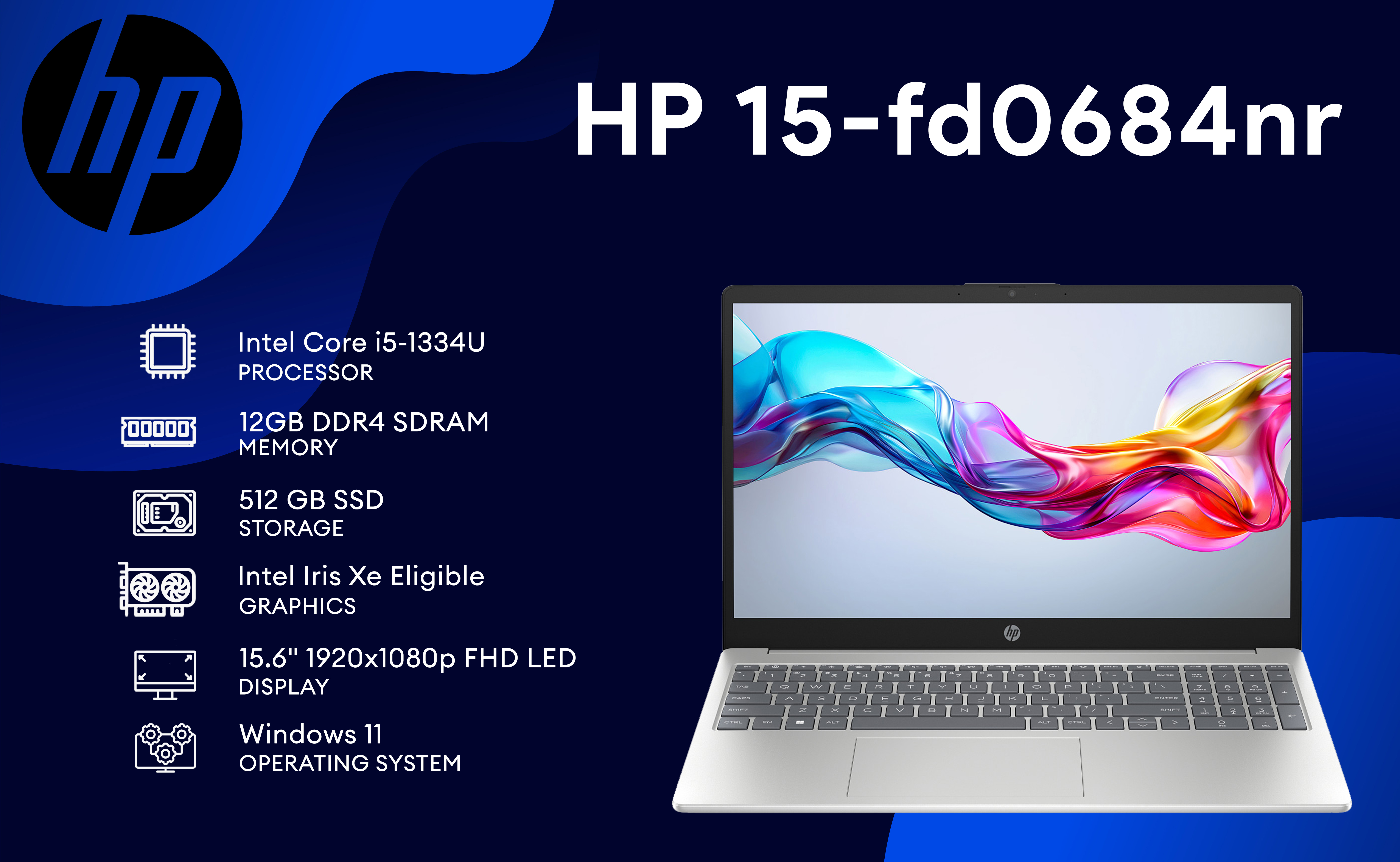 HP Laptop 15.6" FHD IPS Notebook Intel Core i5-1334U 12GB DDR4 RAM ...
