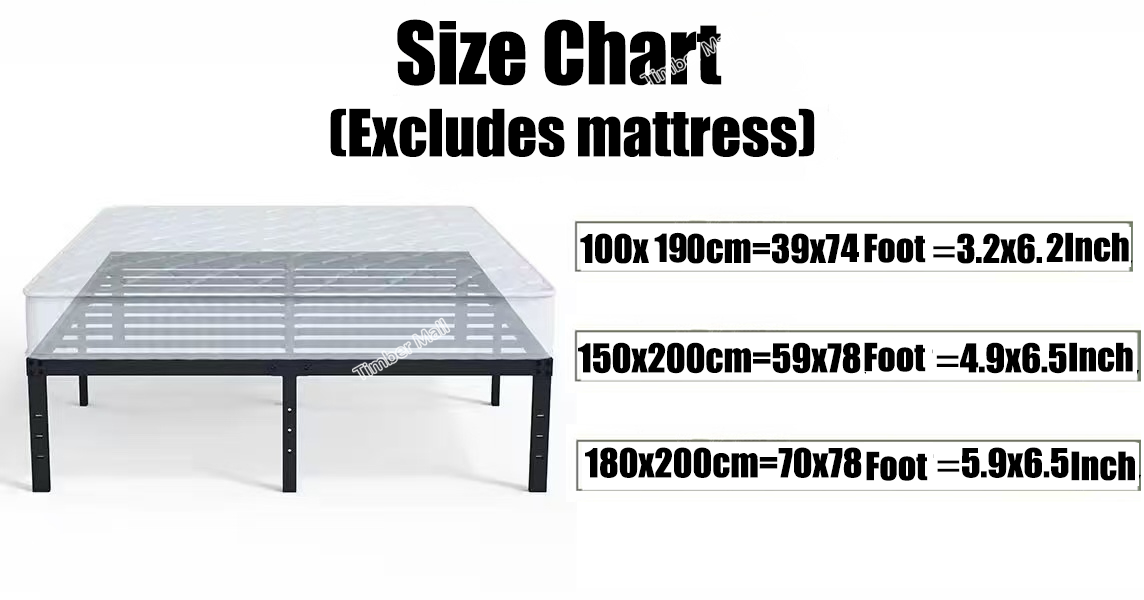 Iron bed frame Heavy Duty 500kg Bear metal Single/Queen size/King size ...