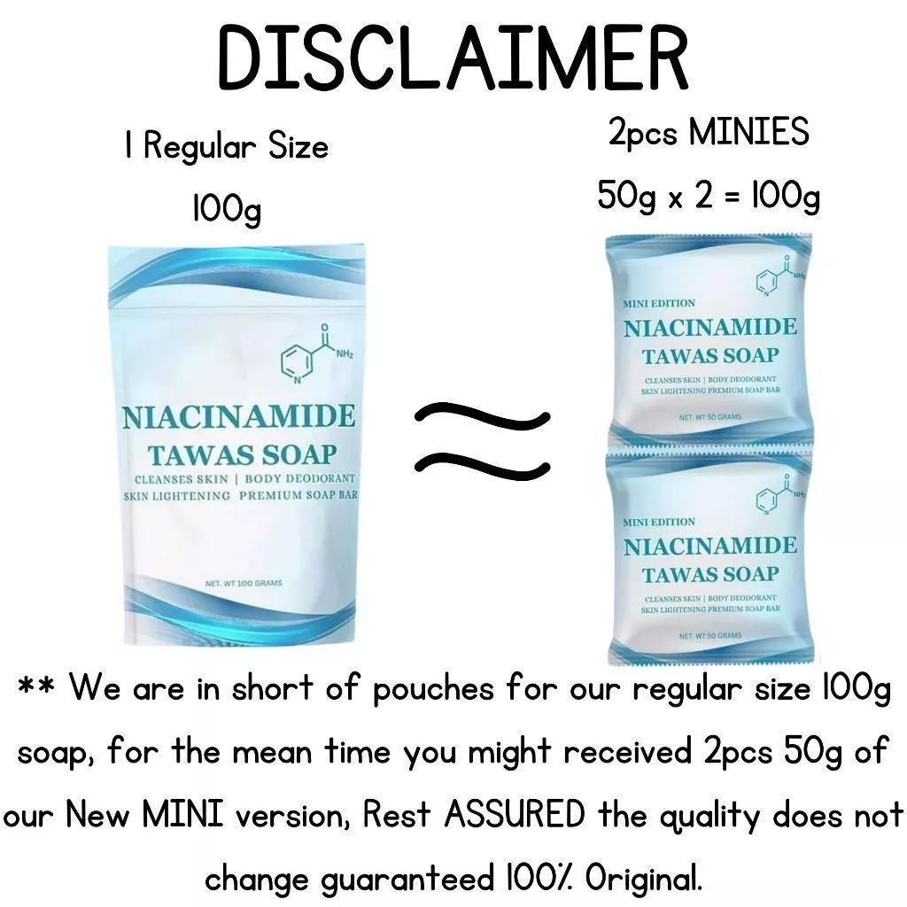NIACINAMIDE TAWAS SOAP 100g Body Deodorant Cleanses Skin Premium Soap Bar For All Skin Types ...