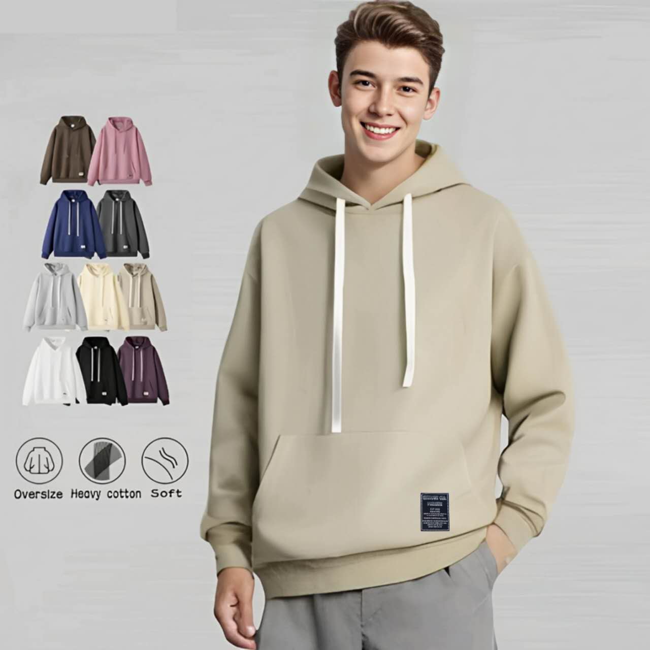 Hoodie Long Sleeve Jacket with Pocket and Hood Plain Unisex Sweater ...