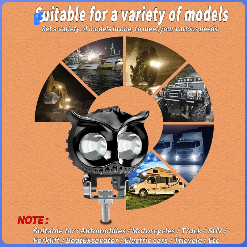 Motohelix Owl Mdl Mini Driving Light Motorcycle Dual Color High Low ...