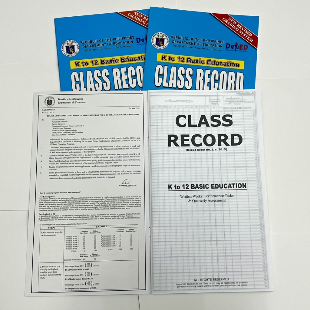Class Record for K to 12 Basic Education (Elementary & High School ...