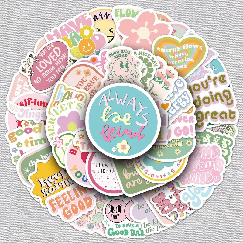 50pcs Pink inspirational sticker - Creative positive energy short ...