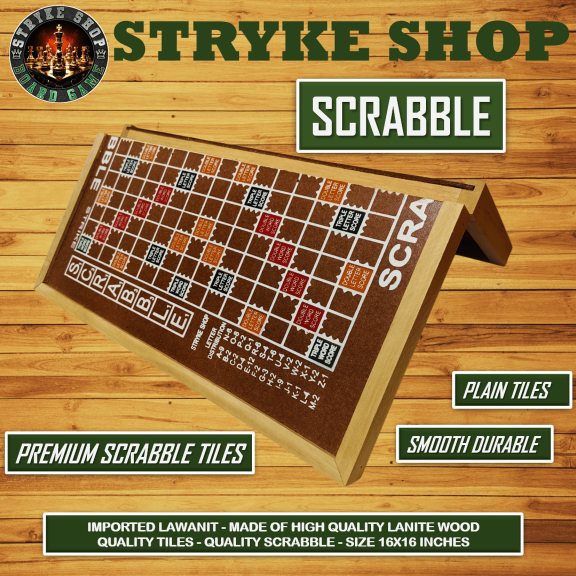 Scrabble Wooden Foldable Board Game – High Quality Tiles & Free Storage ...