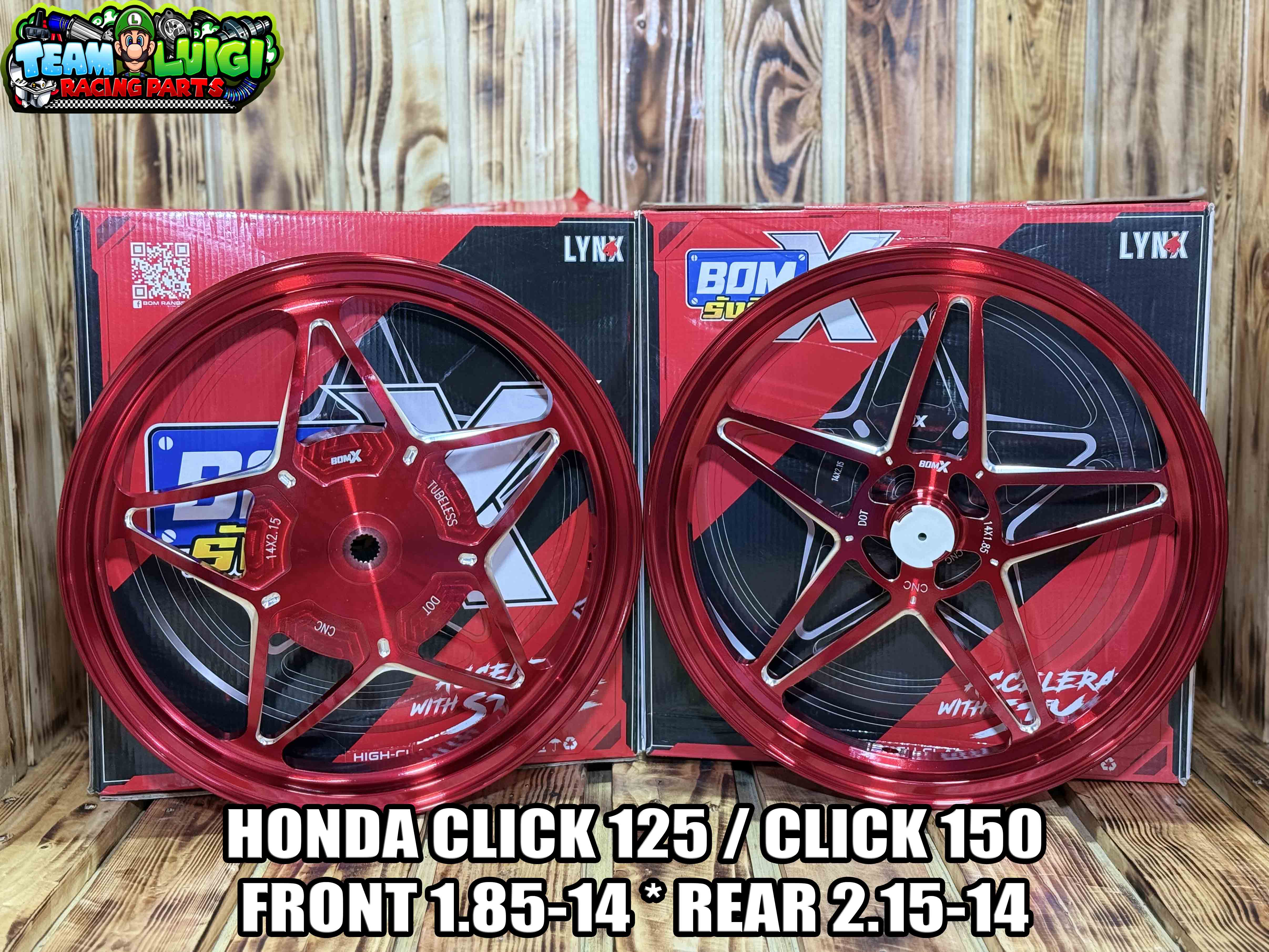 BOM X LYNX (STAR) CNC MAGS 14s 5 SPOKES HONDA CLICK 125 / CLICK 150 ...