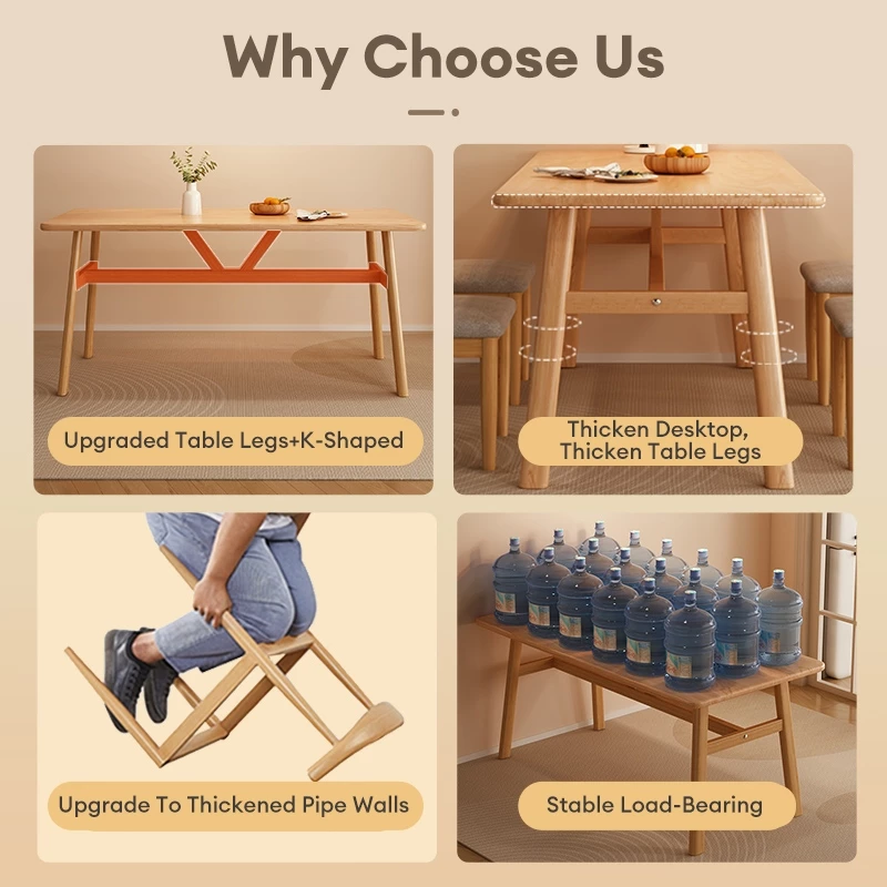 120/140cm Dining Table Solid Wood Table Home Stable Table For Kitchen ...