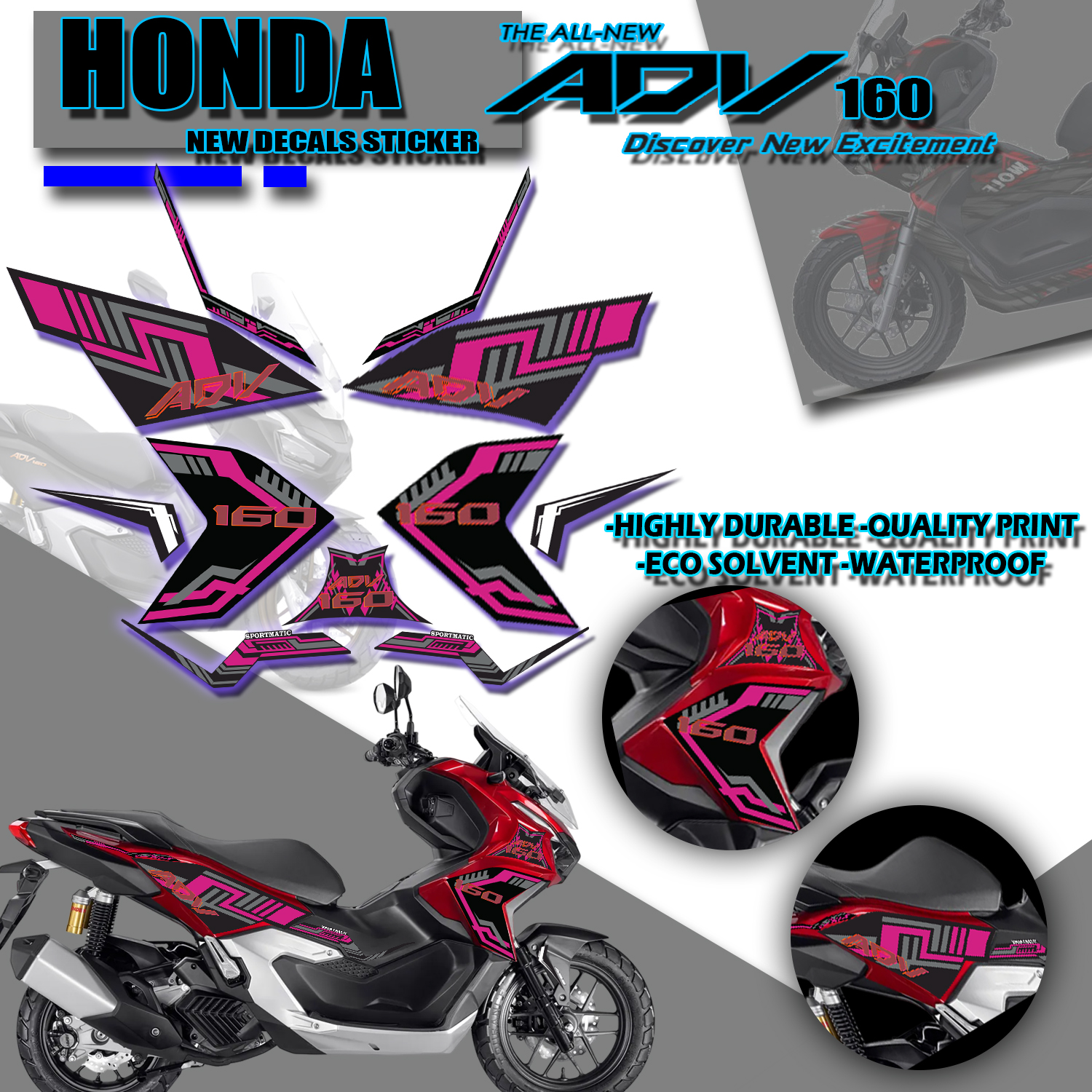 NEW DECALS STICKER FOR HONDA ADV160 MOTORCYCLE STICKER/ HONDA ADV160 ...