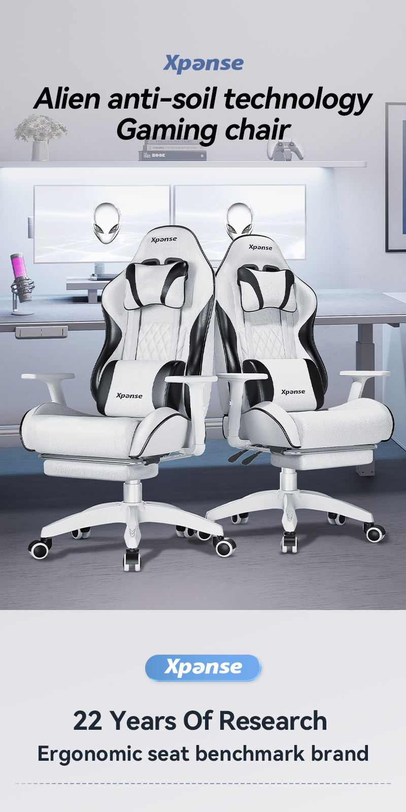 Xpanse White Computer Office Chair Study Chair Ergonomic Game Chair ...