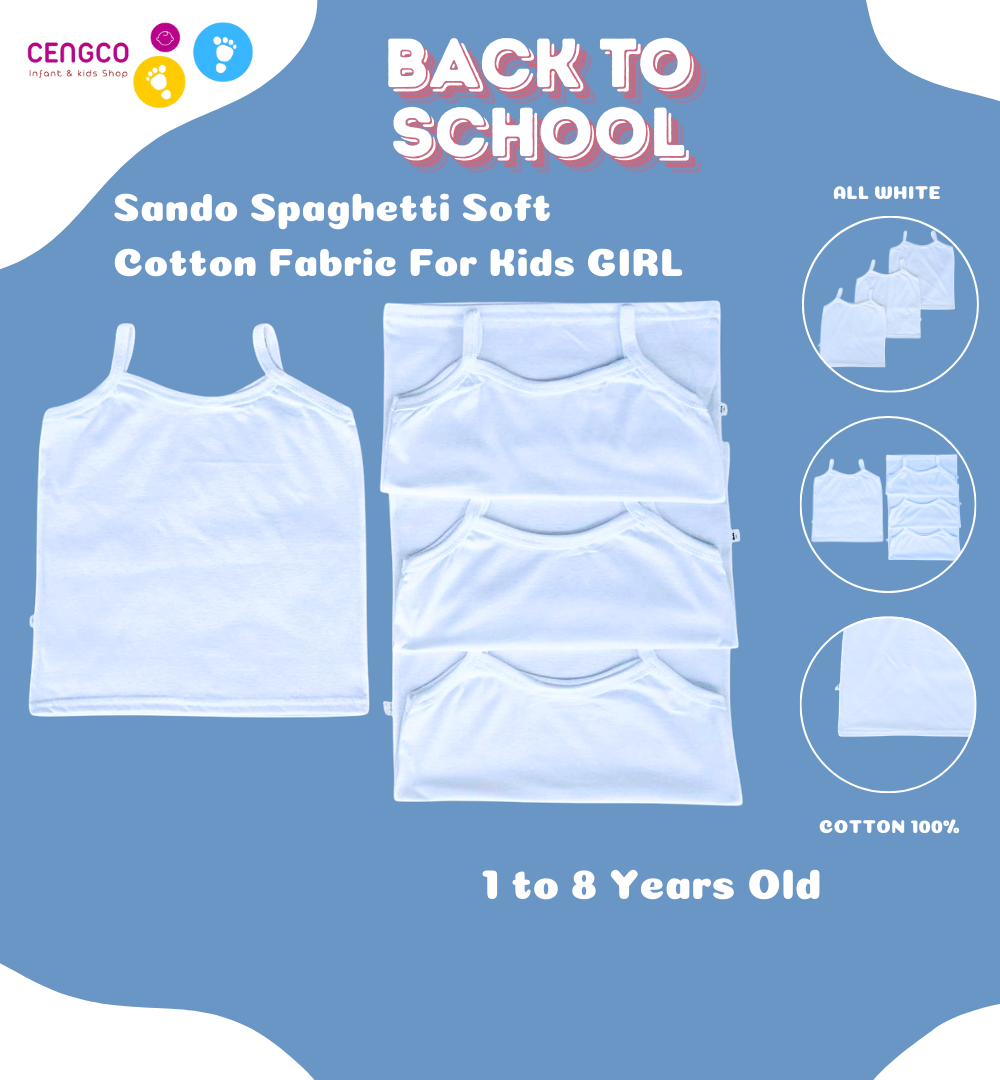 3 or 6 Pcs Spaghetti Blouse White Sando For Girl Soft & Pure Cotton 1 ...