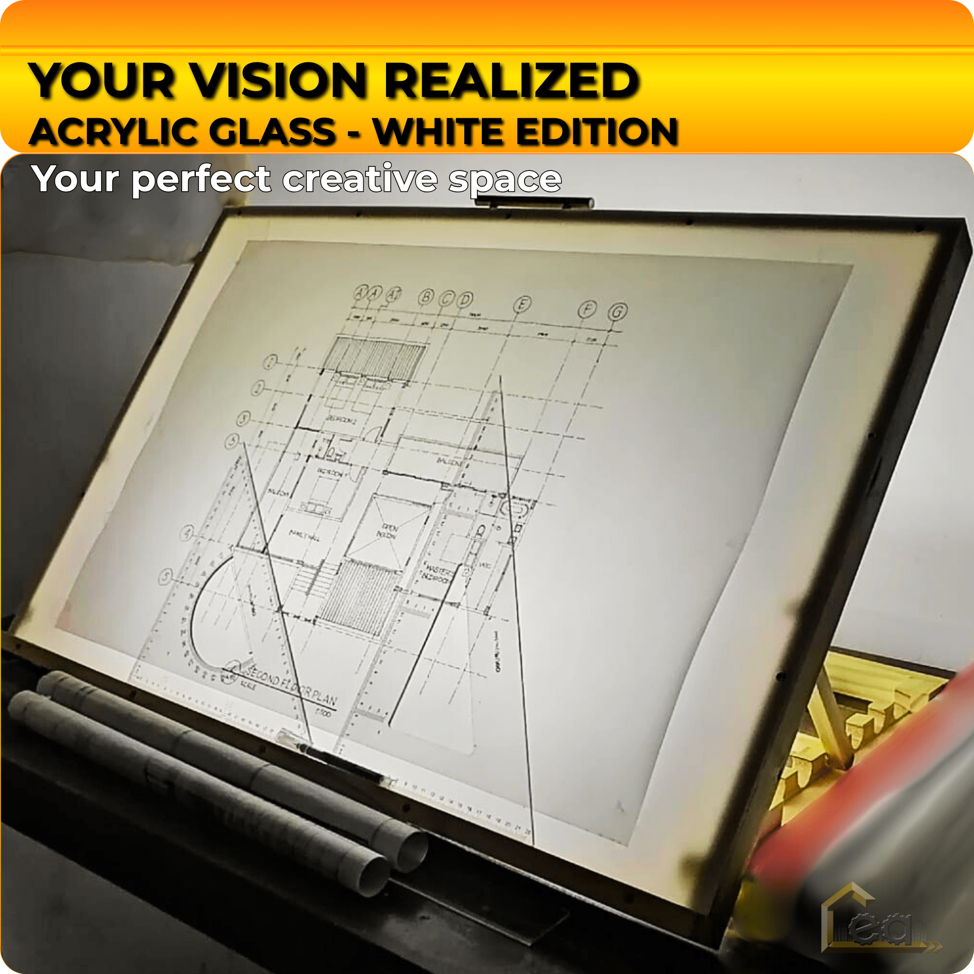 CEA Portable Drawing & Drafting Table Board | White Acrylic Glass for ...