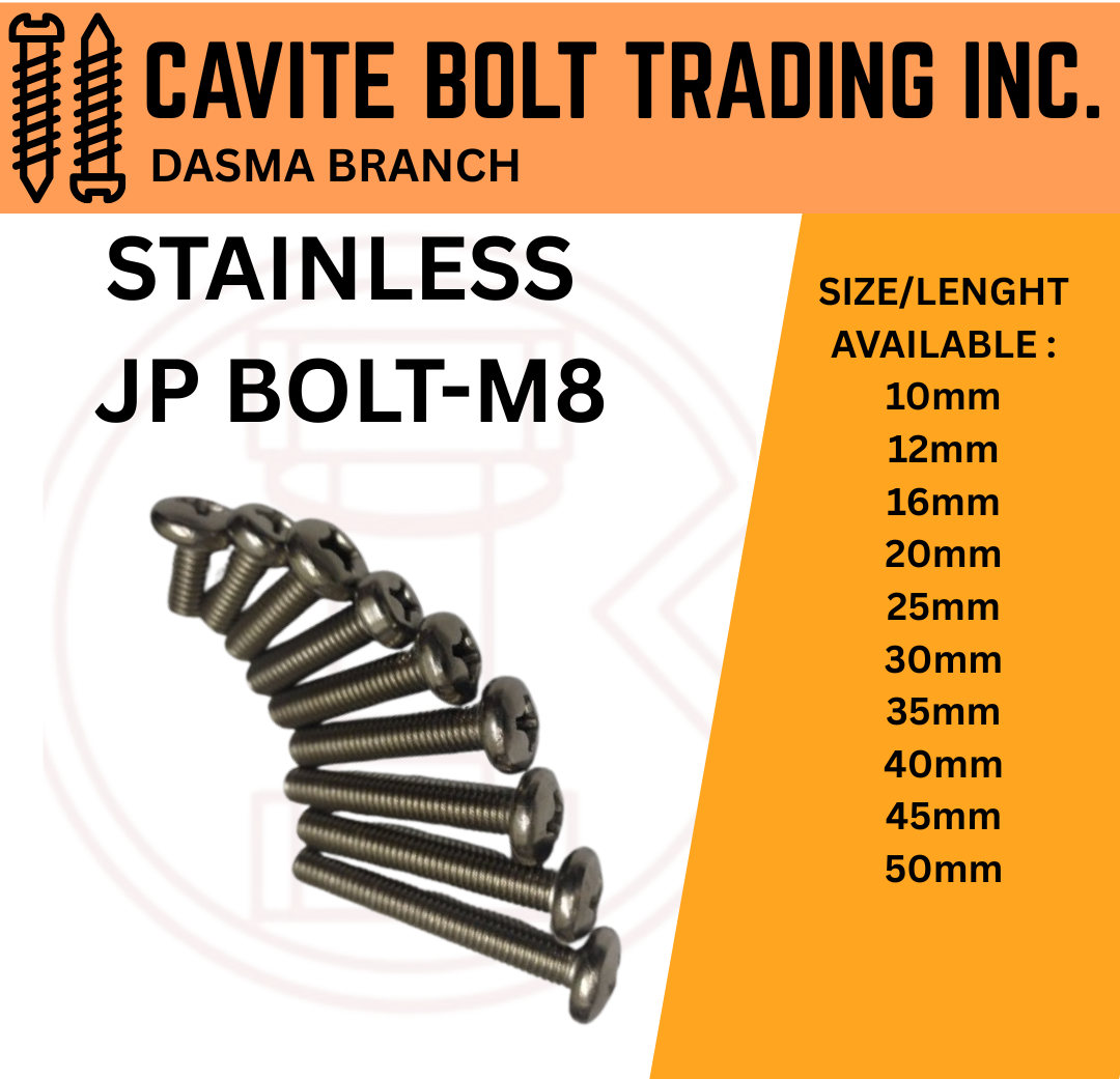 Stainless A304 JP Bolt- M8 Lenght :10mm-50mm 5pcs per order | Shopee ...