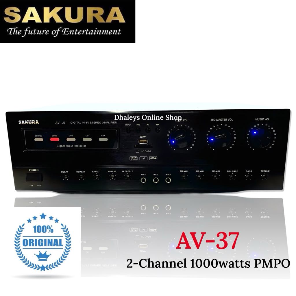 New Sakura AV-37 Amplifier 2-channel 1000watts X 2 (PMPO) Bluetooth/ISB ...