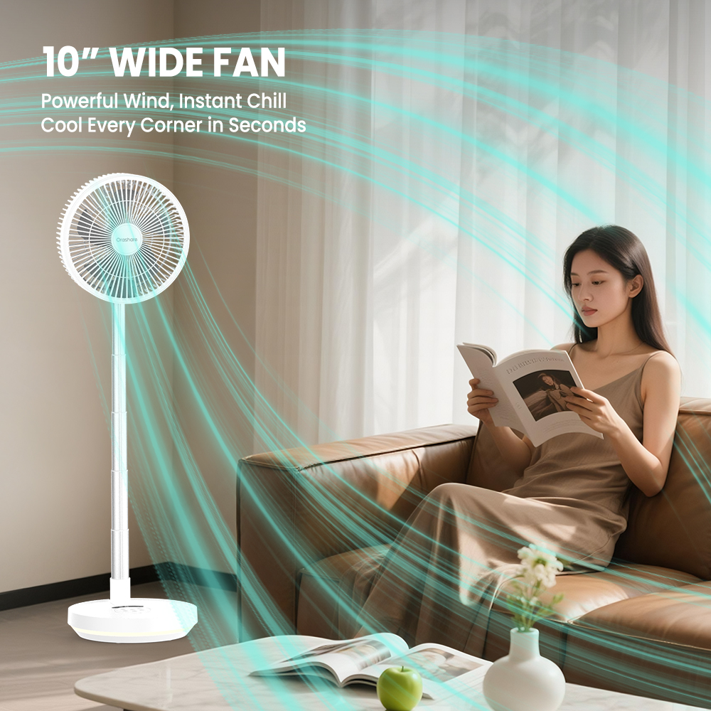 Orashare DSF01 10 Inch Stand Fan Oscillating 10000mAh Rechargeable Fan ...