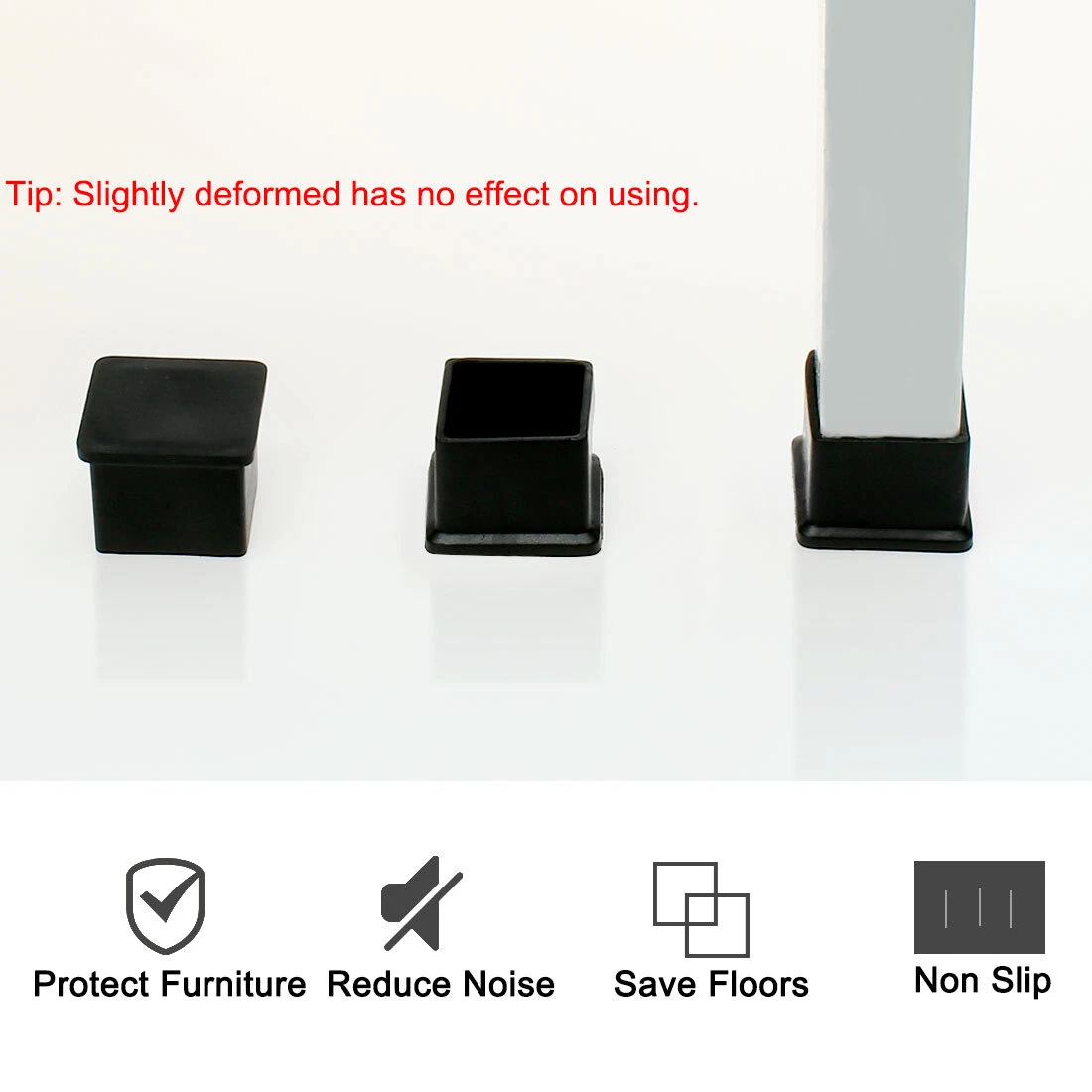 Rubber Footings Square and Rectangular Tubular End Caps Foot Cover ...