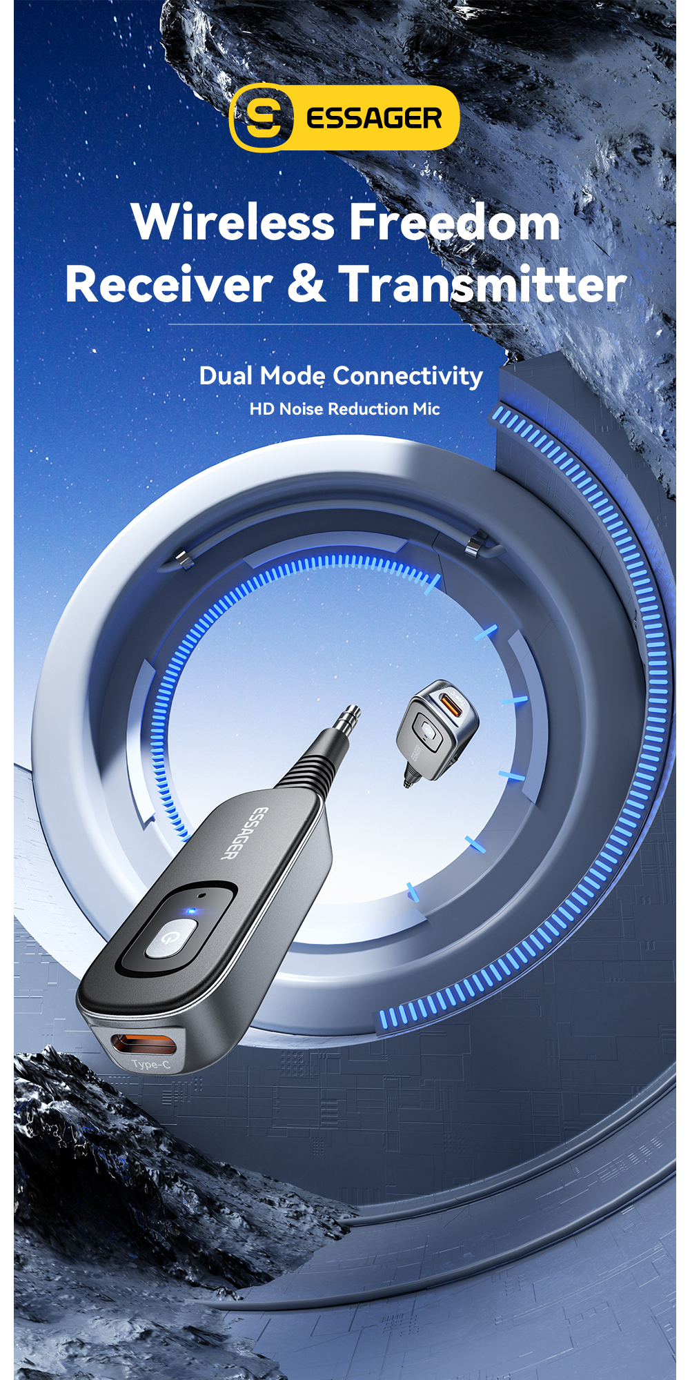 Essager Bluetooth 5.1 Audio Bluetooth receiver&transmitter 2-in-1 3.5mm ...