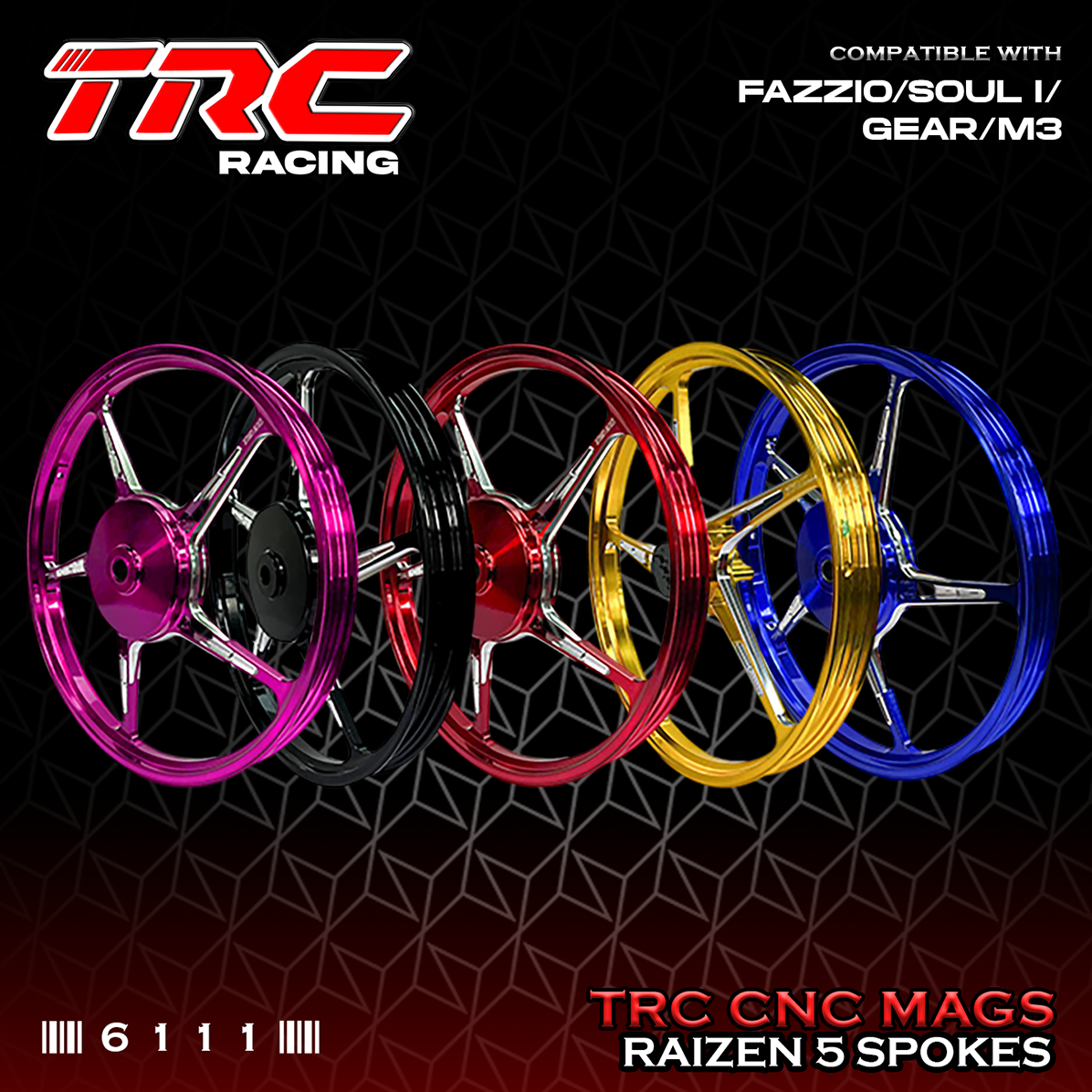 TRC CNC Mags Raizen 5 Spokes (1.4 F x 1.4 R x 17) for FAZZIO/GEAR/SOUL ...