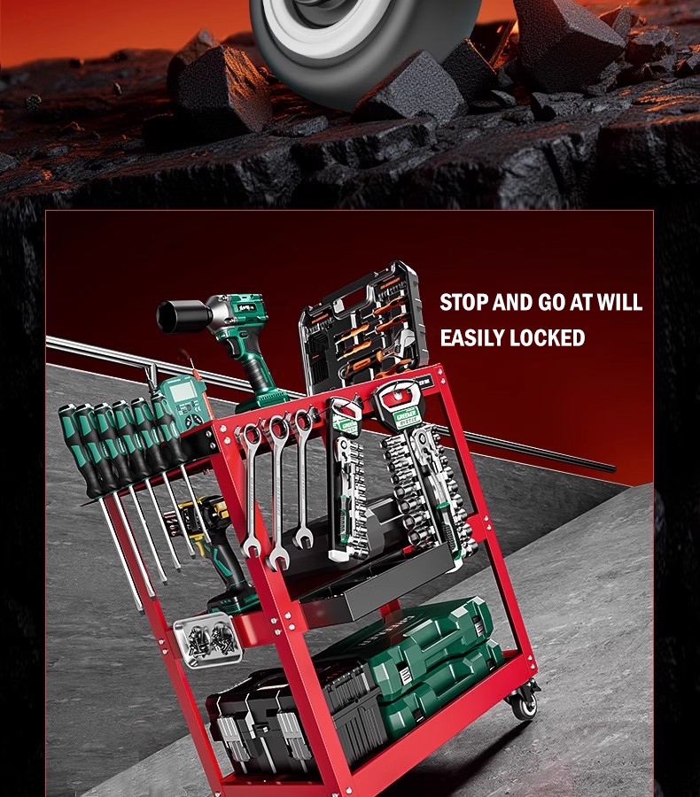 3 Layer Trolley Hand Push Tool Cart Heavy Machinery Workshop ...