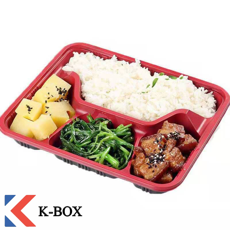 COD (25PCS) Red Bento Box With Back Cover 1/2/3/4/5 Grid Partition ...