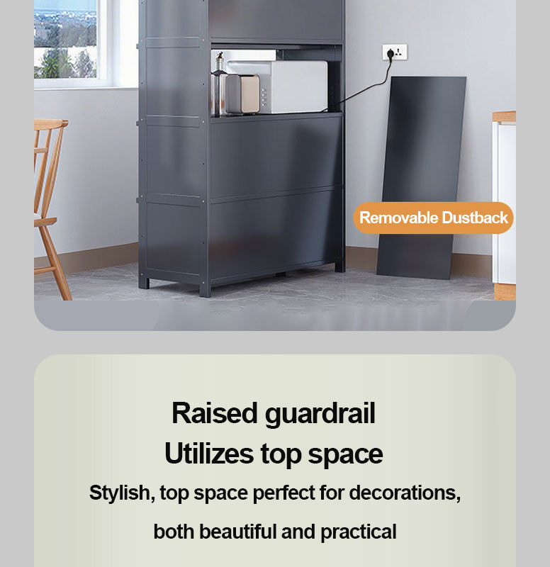 Kitchen Cabinet Dustproof Large Capacity Storage Rack Carbon Steel ...
